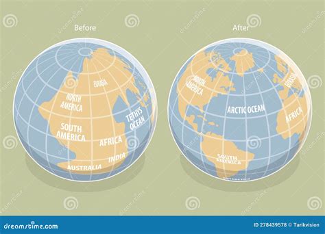 3d Isometric Flat Vector Conceptual Illustration Of Continental Drift