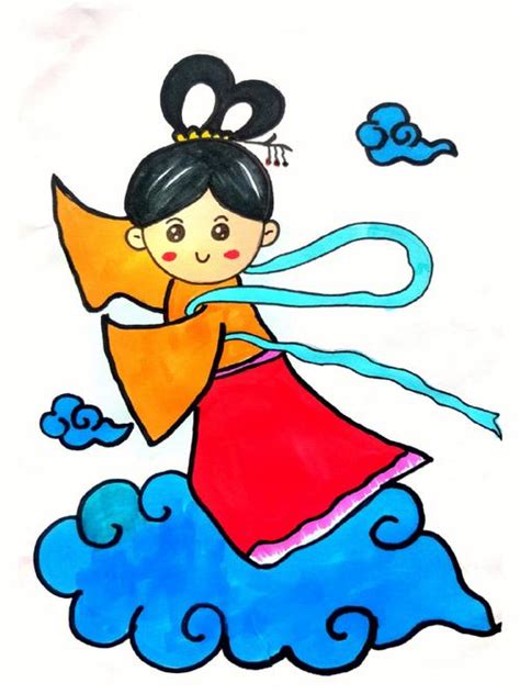 嫦娥奔月的简笔画 嫦娥奔月的简笔画彩色 苗苗知道