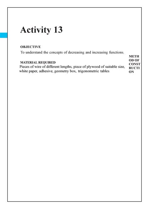 Activity 13 To Understand The Concepts Of Decreasing And Increasing Functions Material