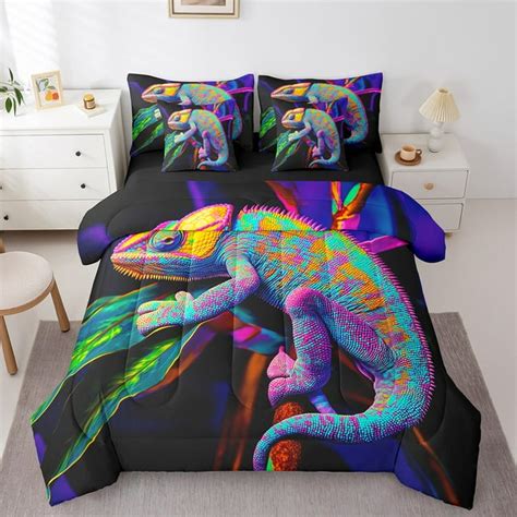 Colorful Chameleon 7 Piece Comforter Set Full Bed In A Bagcute Lizard