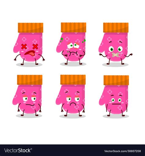 Pink Gloves Cartoon Character With Nope Expression