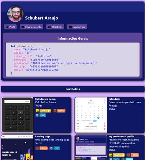 GitHub SchubertAraujo My Professional Profile Projeto Em React Utilizando FETCH API Para