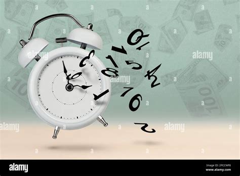 Time Is Running Out White Alarm Clock With Flying Numbers As A Symbol Of Lost Time Time Is