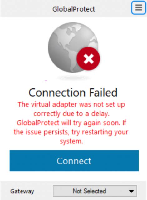 Palo Alto Firewall Globalprotect The Virtual Adapter Was Not Set Up Correctly Due To A Delay