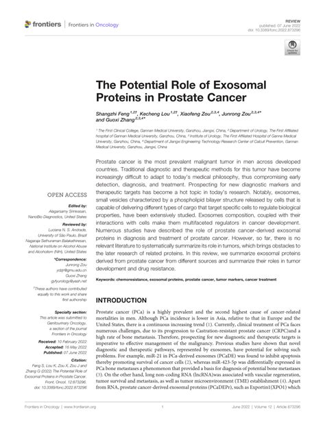 Pdf The Potential Role Of Exosomal Proteins In Prostate Cancer