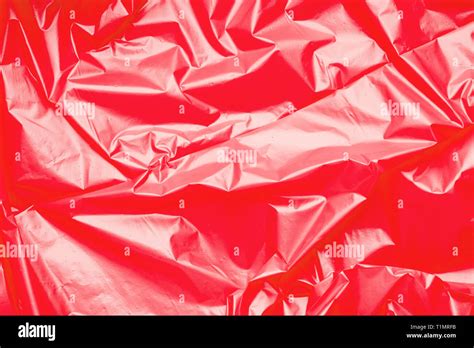 Red Polyethylene Texture Background Exhaust Cellophane Package Stock