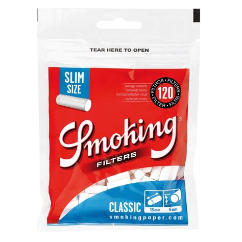 Smoking Classic Cigarette Filter 6mm Slim Size Red 1 Box 30 Bags 36