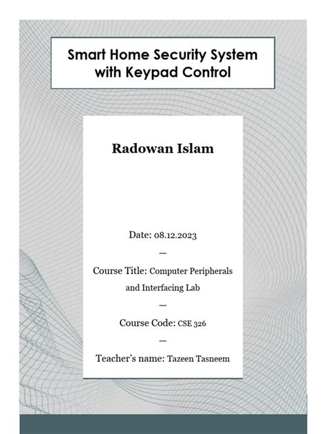 Smart Home Security System Cse 326 Pdf Security Alarm System