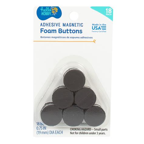 Hello Hobby Black Adhesive Magnetic Foam Buttons 18 Count