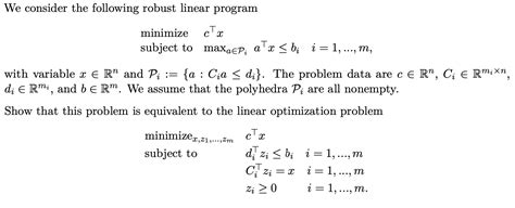 We Consider The Following Robust Linear Program