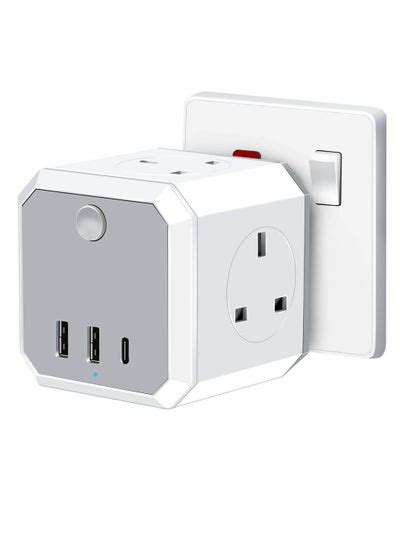 Plug Adapter With 3 Usb 4 Way Multi Plug Extension Usb C Wall Socket