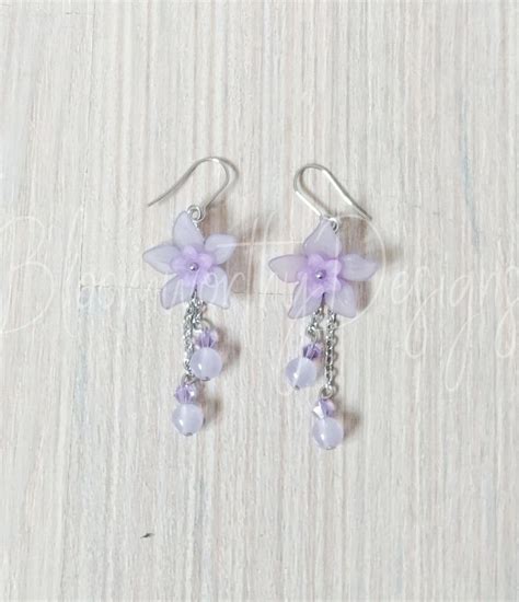 Purple Floral Earrings Flower Dangle Earrings Lilac Flower Jewelry