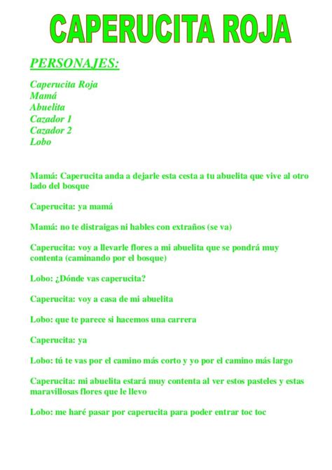 Guion Corto De La Caperucita Roja