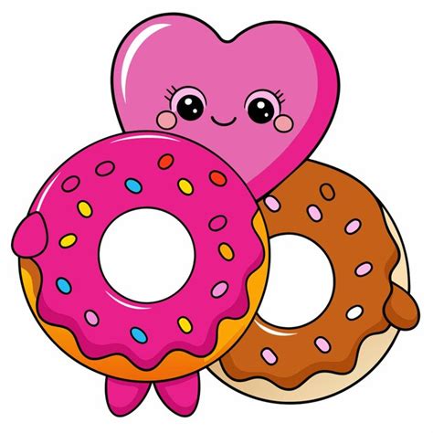 Dibujos Animados Dos Rosquillas Se Aman Con Fondo Blanco Ilustración