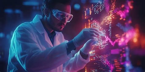 Scientist Analyzing Data On Interactive Display Realistic Image Premium Ai Generated Image