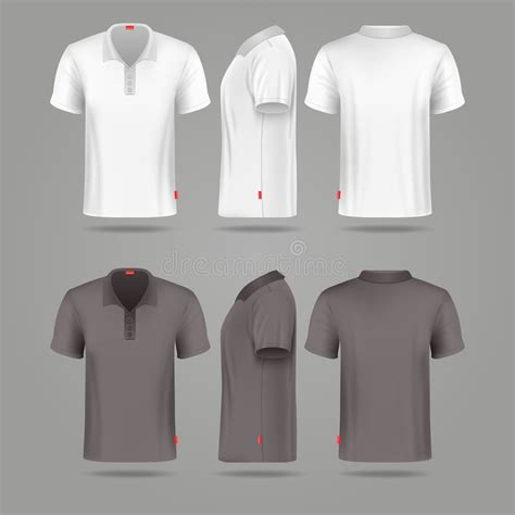 Blank White Polo T Shirt Mockup Stock Illustrations 858 Blank White