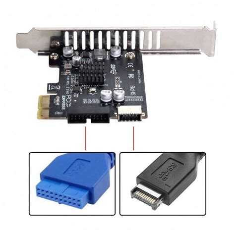 JSER 5Gbps Type E USB 3 1 Front Panel Socket USB 2 0 To PCI E 1X Express Card VL805 Adapter For