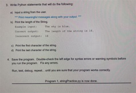 3 Write Python Statements That Will Do The Following A Input A