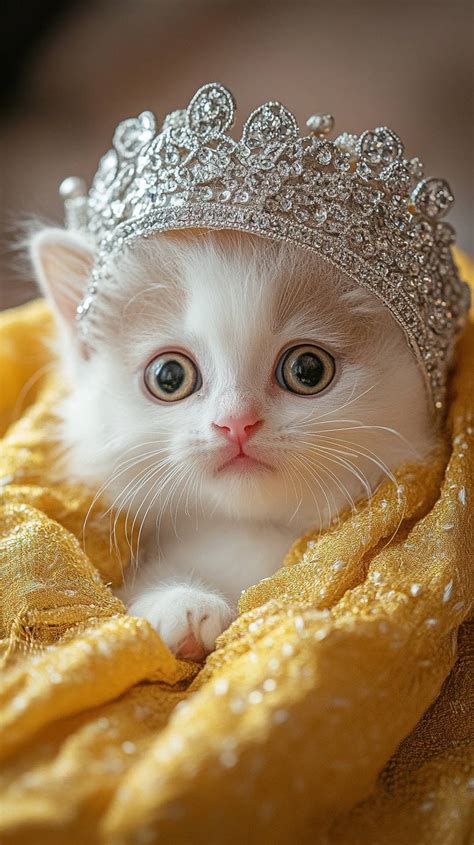 金のミャオ族のウェディングドレスを着た子猫