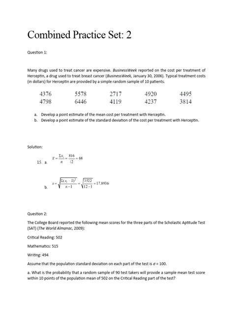 Practice Set3 Pdf Standard Deviation Mean