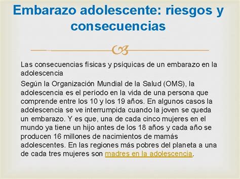Embarazo Adolescente Riesgos Y Consecuencias Las Consecuencias Fsicas