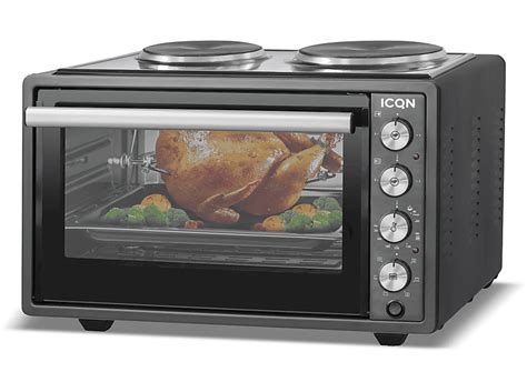 ICQN Liter Minibackofen Mit Kochplatten W Umluft Pizza Ofen Doppelverglasung
