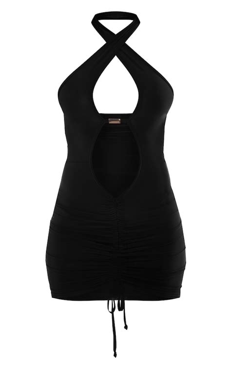 Black Slinky Extreme Cut Out Trim Bodycon Dress Dresses