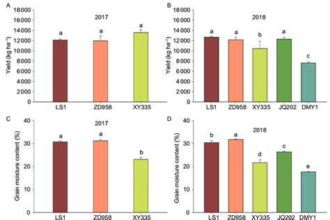 Genotypic Differences In Grain Yield A And B And Grain Moisture