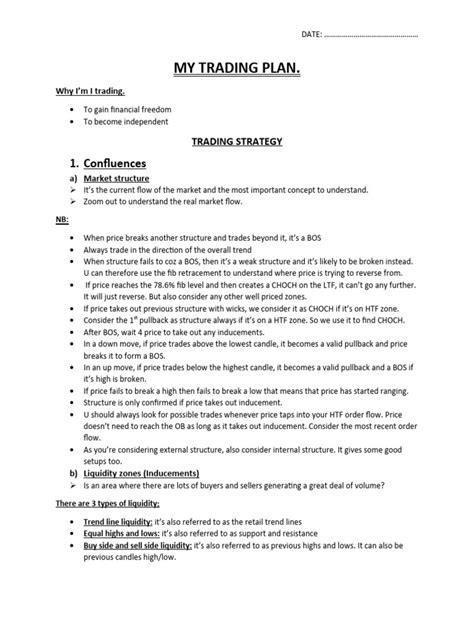 My Trading Plan Pdf Market Liquidity Market Trend