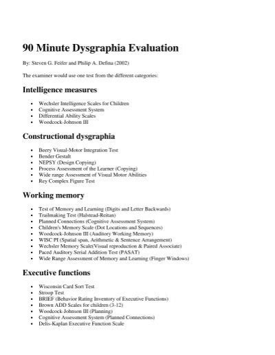 90 Minute Dysgraphia Evaluation