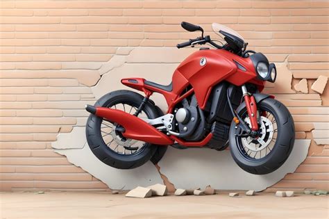 Motorbike 3d Smashed Wall Background Generated Ai Premium Ai