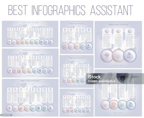 Infographics Color Bubble Chart Template For 3 4 5 6 7 8 9 10 Positions To Use For Flowchart