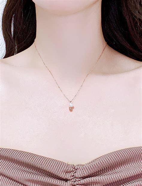 실버925 스와로브스키진주 은볼 드롭 레이어드 순은 데일리 목걸이 실버 로즈골드 에이블리