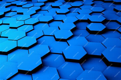 Premium Photo 3d Illustration Abstract Blue Of Futuristic Surface Hexagon Pattern With Light Rays