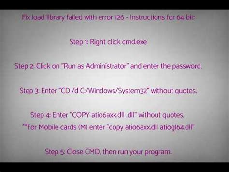 How To Fix The Loadlibrary Failed With Error 126 Error YouTube