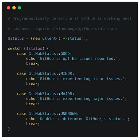 github divineomega php github status api programmatically determine if github is working well