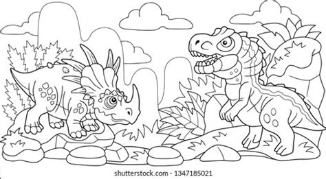 만화 귀여운 공룡들 색칠책 재미있는 삽화 스톡 벡터로열티 프리 1898531674 Shutterstock