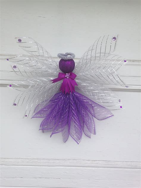 Purple Deco Mesh Angel Christmas Angels Christmas Ornament Crafts
