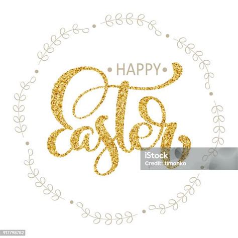 행복 한 부활절 손 금 화 환에서 서 예 및 브러쉬 펜 글자를 그려 벡터 일러스트 레이 션 디자인 휴일 인사말 카드 및 사진 오버레이 티셔츠 인쇄 전단지 포스터 디자인