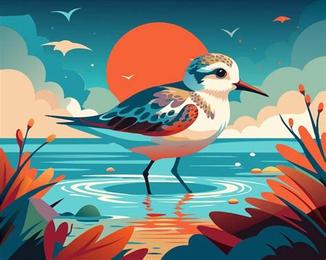 Premium Vector Cute Sanderling Illustration
