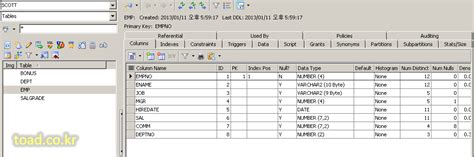 Toad for Oracle 스키마 브라우저에서 테이블 컬럼 주석 표시 토드 활용 TIP 토드 커뮤니티 Toad