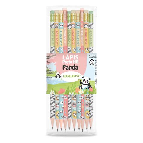 Lápis Hb C Borracha Leonora Panda 72191 Papelaria Castorino