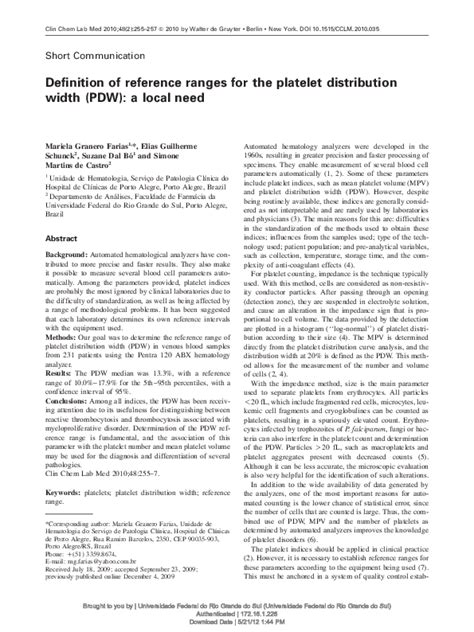 Platelet Distribution Width Pdw Normal Range At Charlotte Wiltshire Blog
