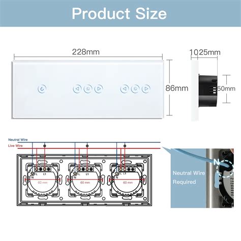 Bseed 123 Gang Zigbee Switch With Double Dimmer Switch 228mm