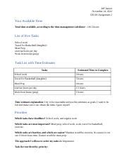 Cis Assignment Docx Jeff Jansen November Cis Assignment Your Available Time