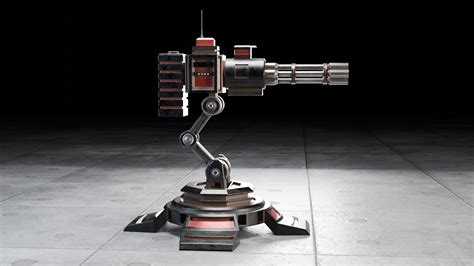 Automatic Turret Installation Low Poly 3d Model By Malchevsky