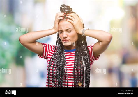 Young Braided Hair African American Girl Over Isolated Background