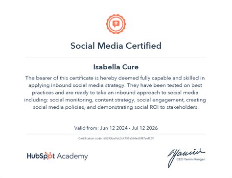 Hubspot Academy Social Media Marketing Certification