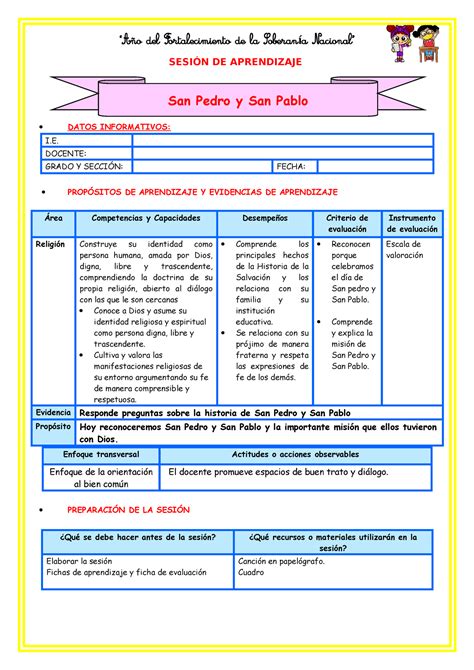 E4 S3 Sesión D5 Religión SAN Pedro Y SAN Pablo SESIÓN DE APRENDIZAJE