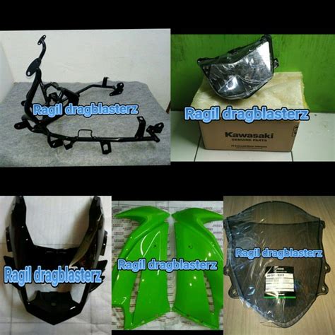 Jual Upgrade Fairing Depan Set Semi New Ninja RR 150 Hitam Hijau Muda